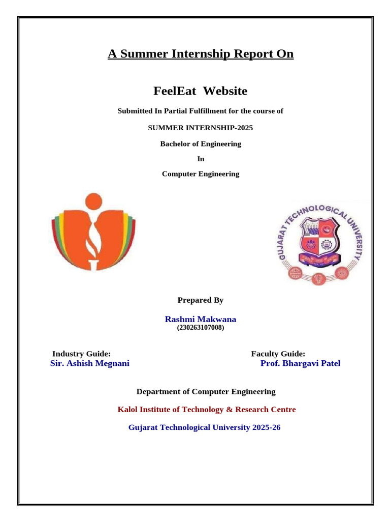 Internship Report | PDF | Html Element | Html