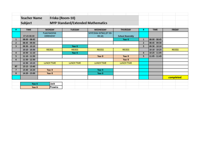 2023-2024 Math Schedule Y6Y8 - Math | PDF