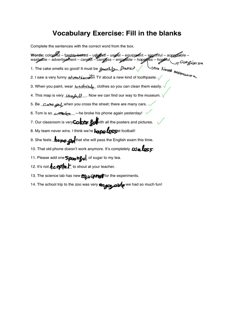 Vocabulary Exercise 1ESO | PDF