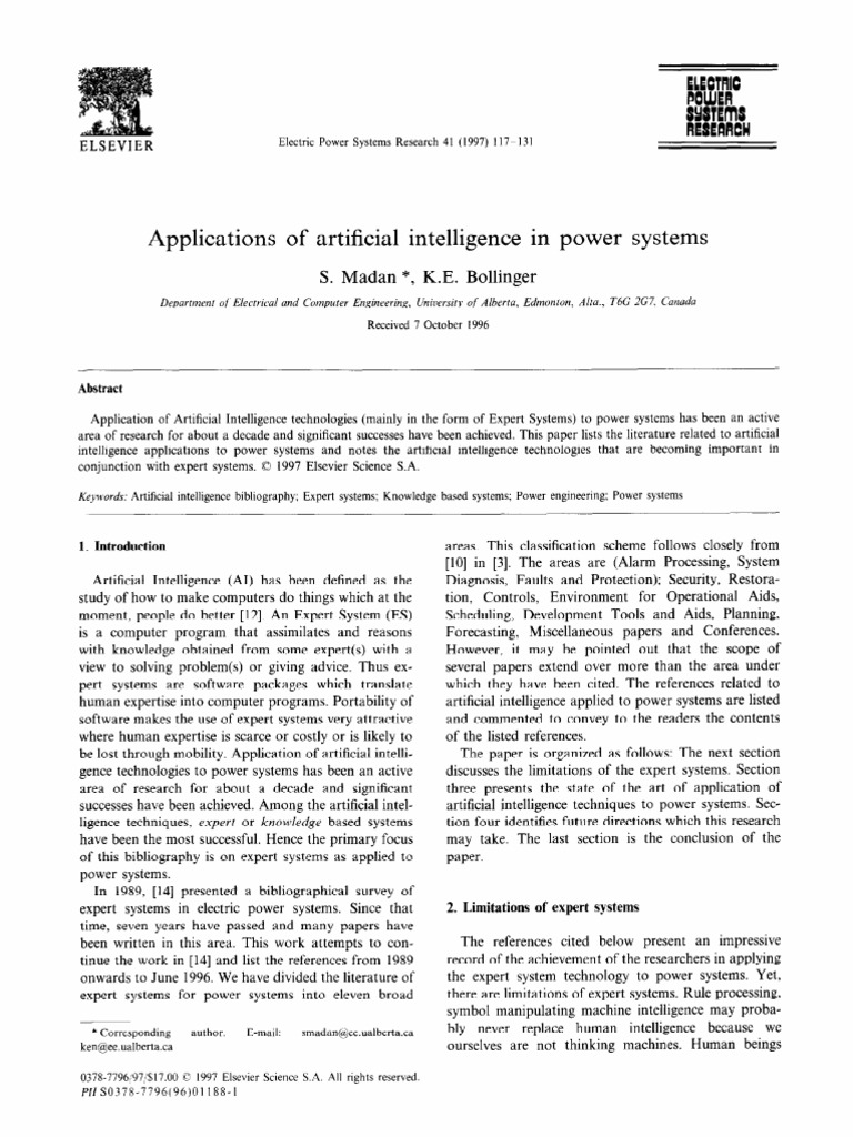 Applications of Artificial Intelligence in Power Systems | PDF ...