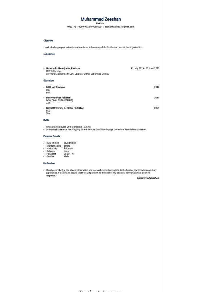 Zeeshan Cv | PDF