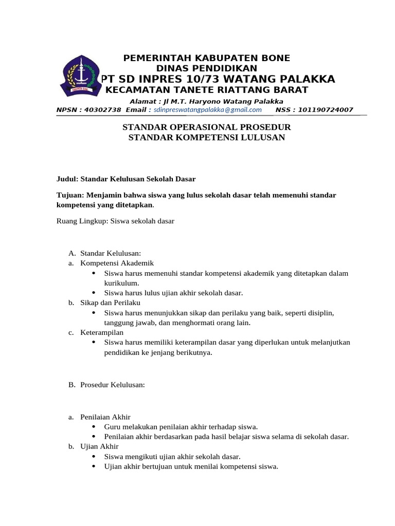 SOP SKL | PDF