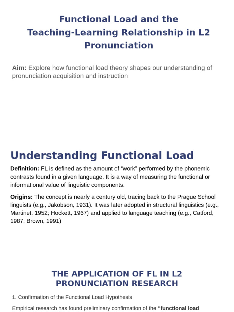 Functional Load in L2 Pronunciation Teaching | PDF | Language ...
