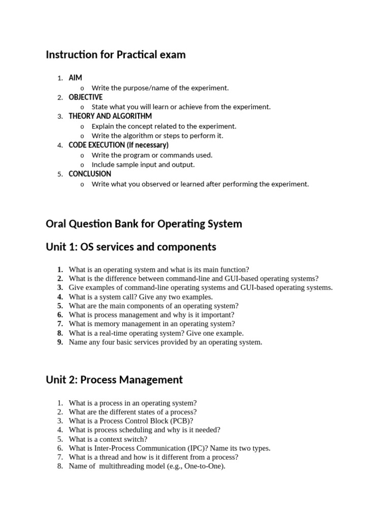 OS Practical Exam Instructions | PDF | Process (Computing) | Operating ...