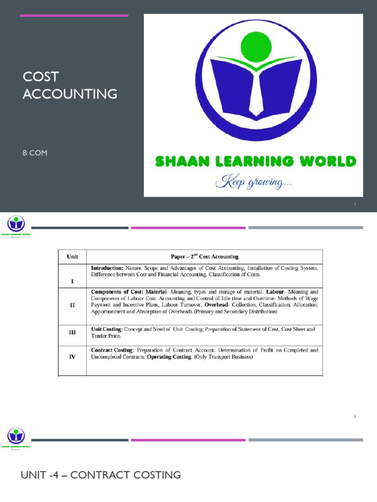 Cost Accounting UNIT 4 | PDF | Debits And Credits | Expense