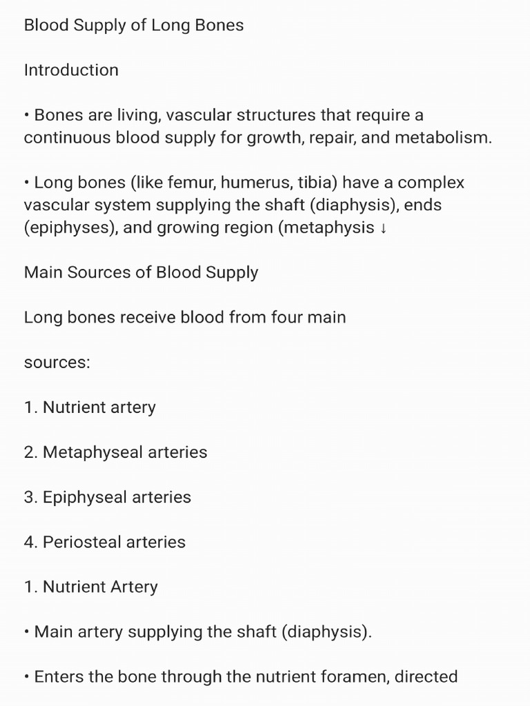 Blood Supply of Long Bones - 251021 - 192741 | PDF
