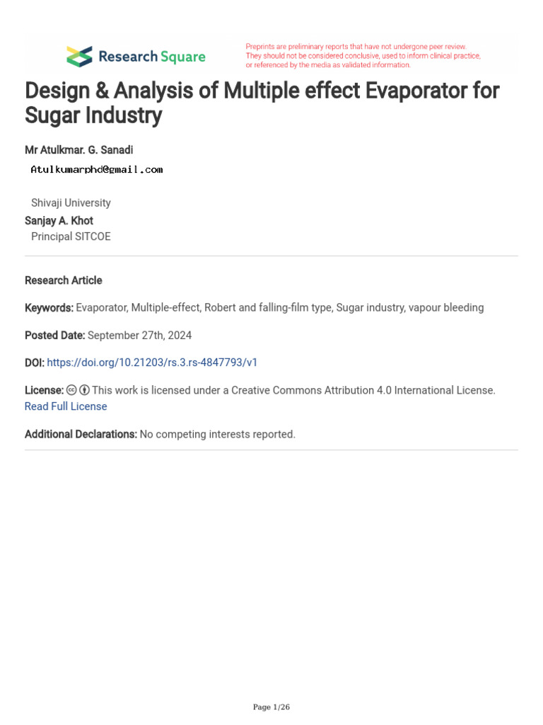 Design Analysis of Multiple Effect Evaporator For | PDF | Steam | Boiling