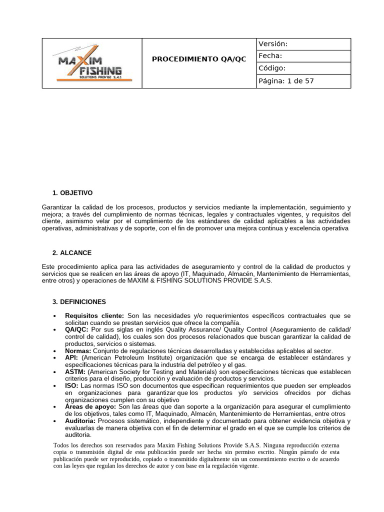 Procedimiento Qaqc Final v3 | PDF | Calidad (comercial) | Auditoría