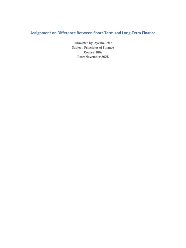 Short vs Long-Term Finance Explained | PDF | Loans | Credit