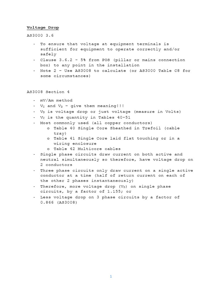 Voltage Drop | PDF | Voltage | Mains Electricity