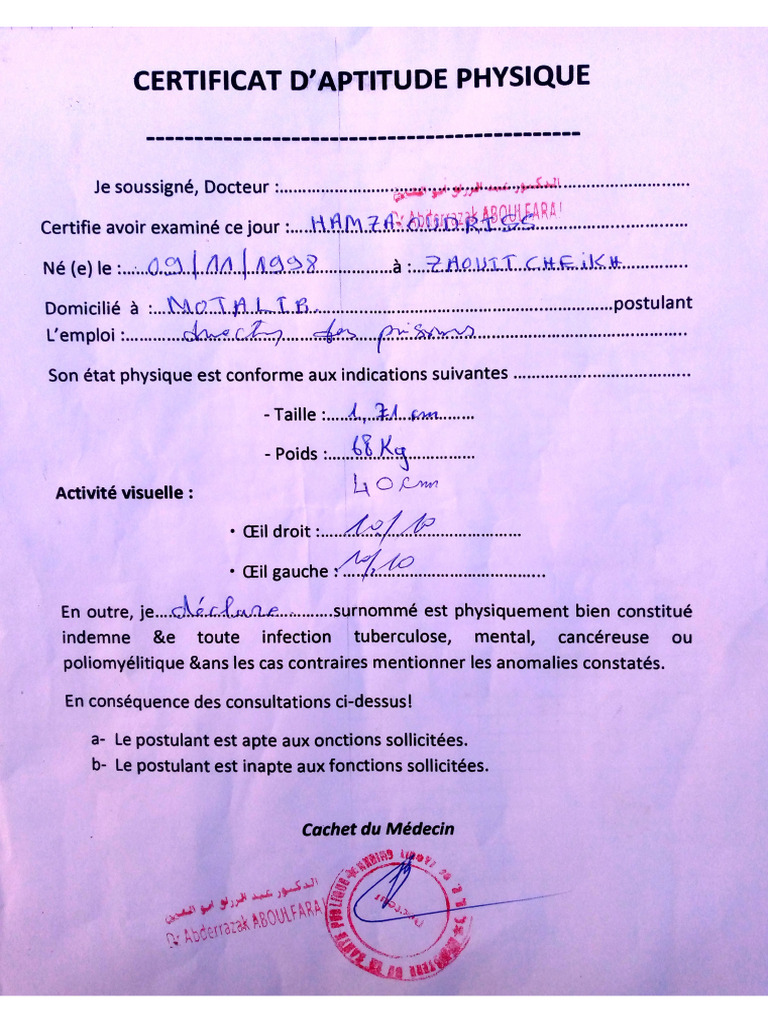 Certificat D'Aptitude Physique | PDF