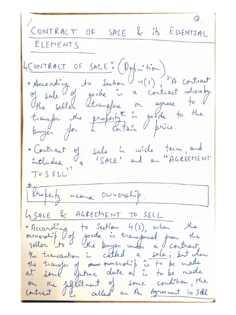 Contract of Sale and Its Essentials | PDF