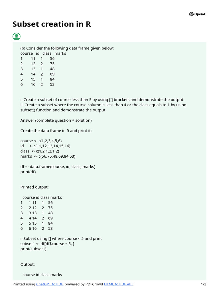 Subset creation in R (3) | PDF | Computing | Mathematical Concepts