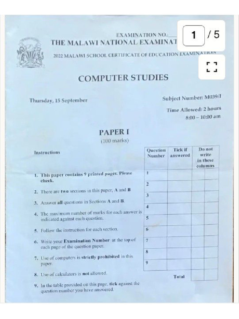 Computer Paper 2 2022 | PDF