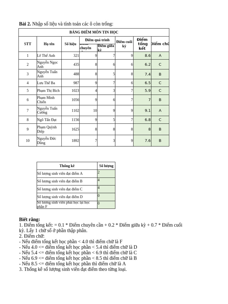 Bài Tâp Excel-Sách | PDF