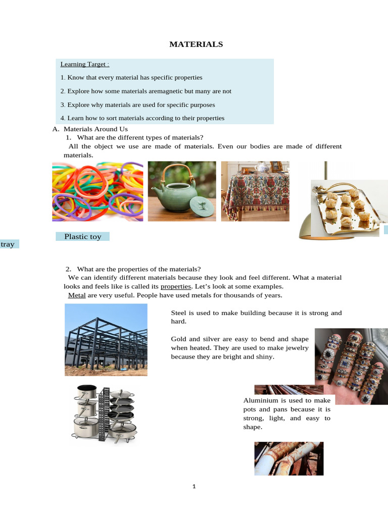 Grade 3 Materi Materials | PDF | Magnet | Magnetism