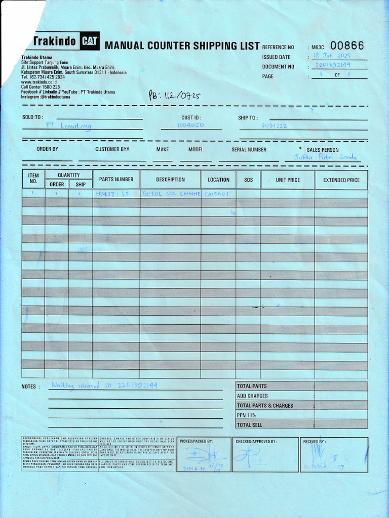 Shipping Manual for Trakindo Utama | PDF