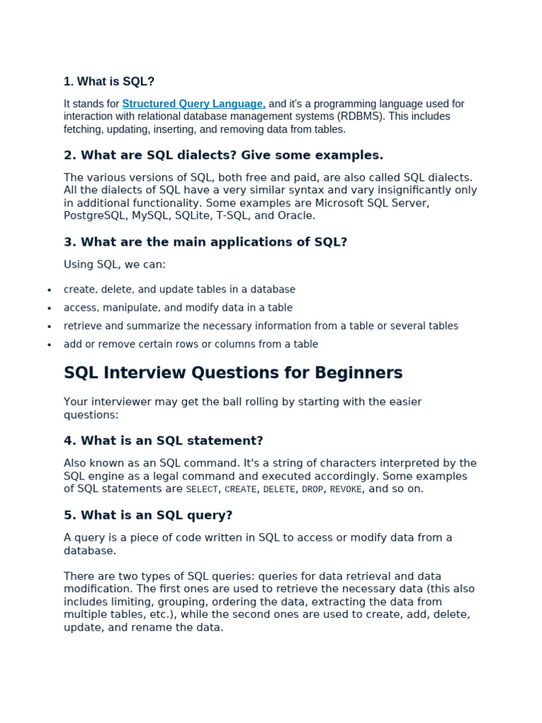 SQL Viva Questions | PDF | Database Index | Sql