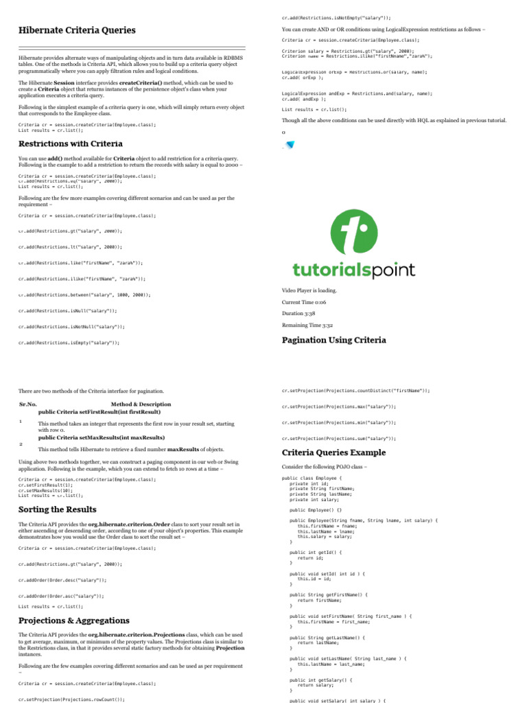 Hibernate Criteria Queries | PDF | Computer Programming | Software Engineering