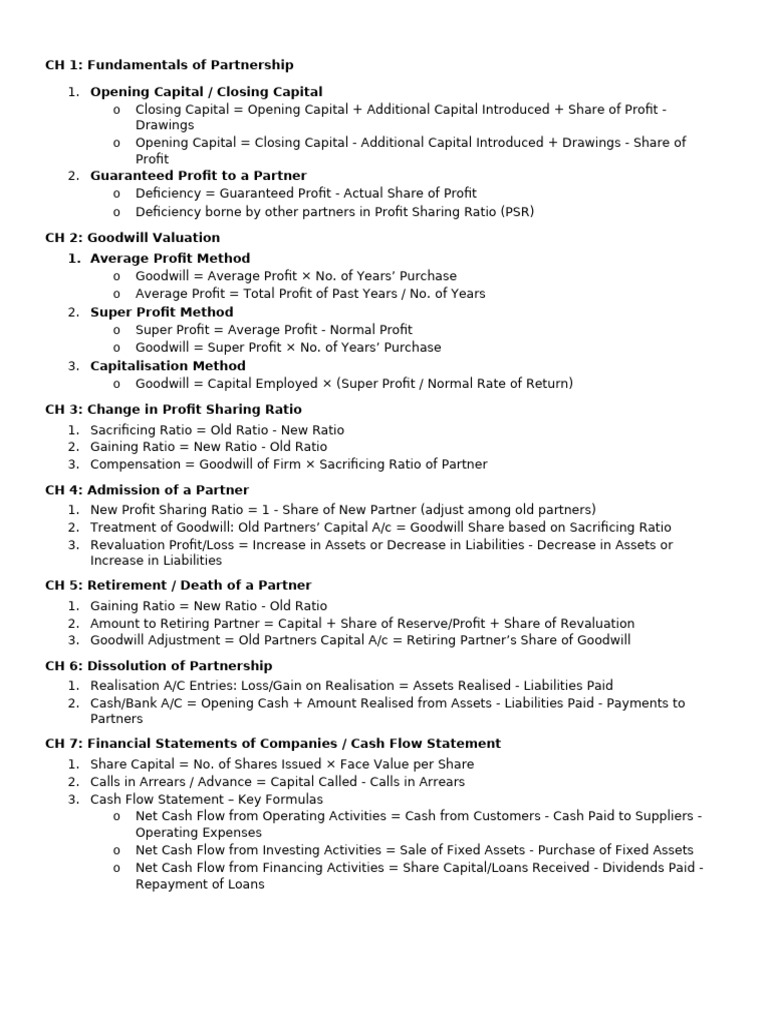 Accounts Halfyear Formulas | PDF | Expense | Cash Flow Statement