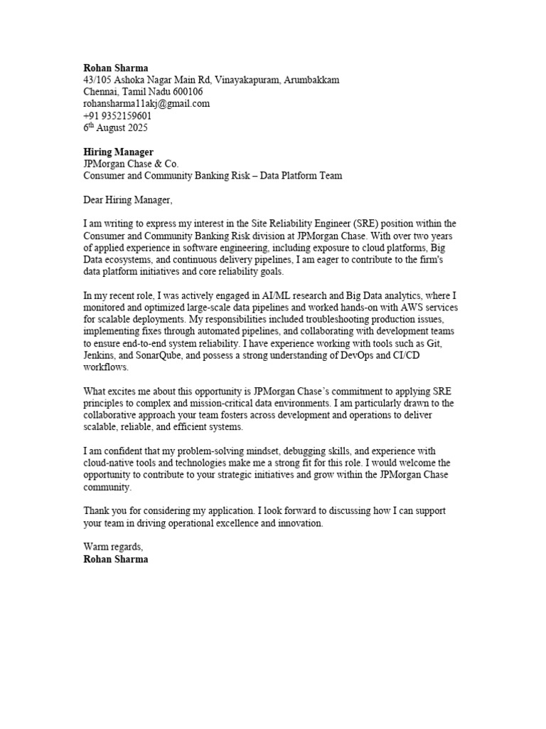Cover Letter Data Sre | PDF