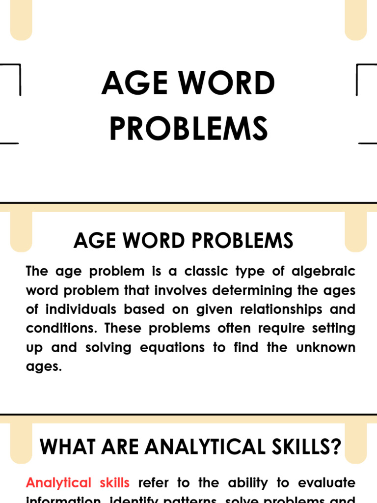 Age Word Problems | PDF | Mathematics