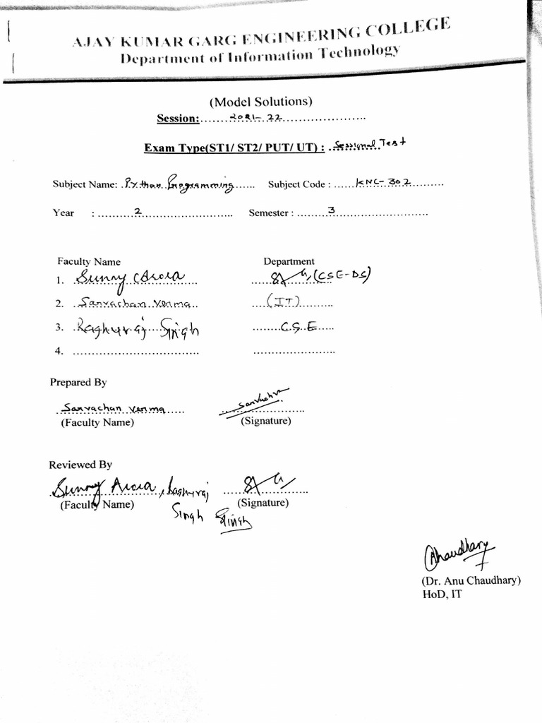 Python Programming KNC-302 ST Sol ODD 21-22 | PDF
