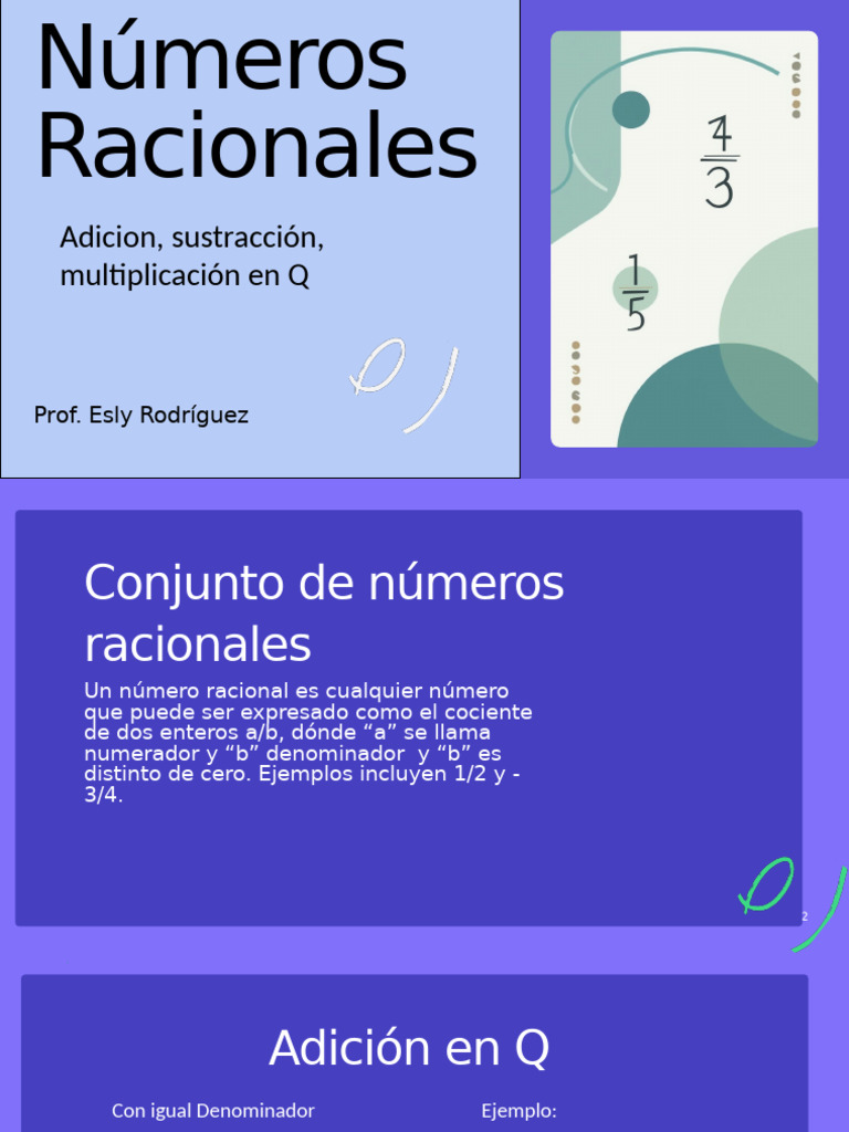 Operaciones en Q | PDF | Número racional | División (Matemáticas)