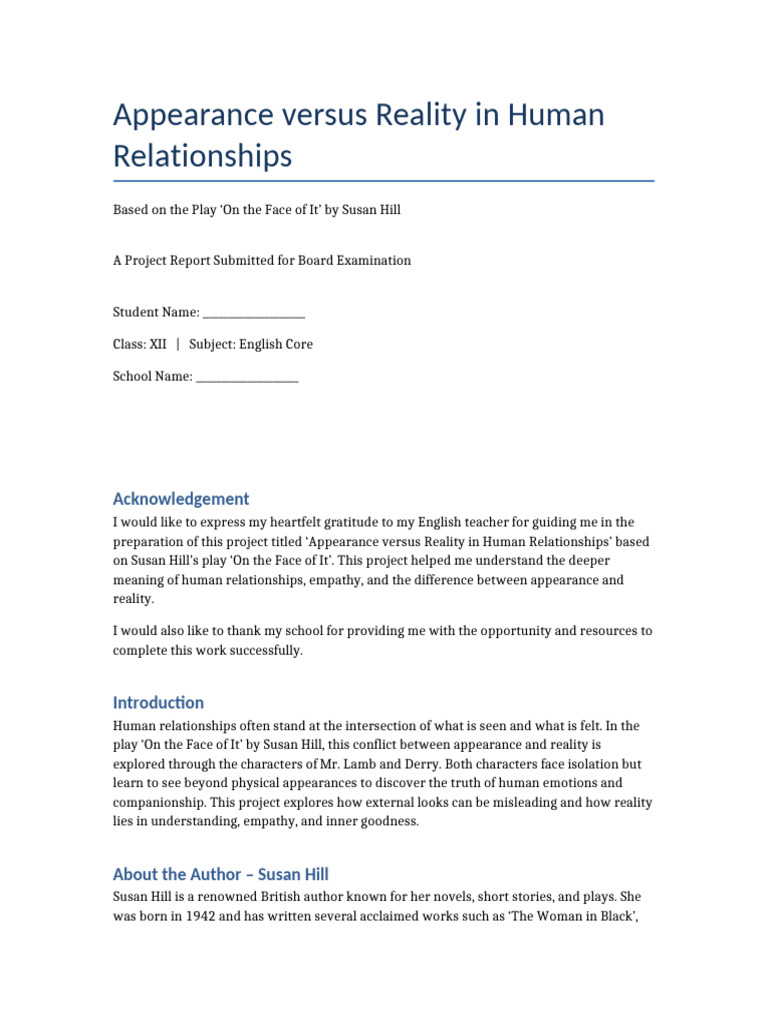 Appearance Vs Reality On The Face of It | PDF | Psychology