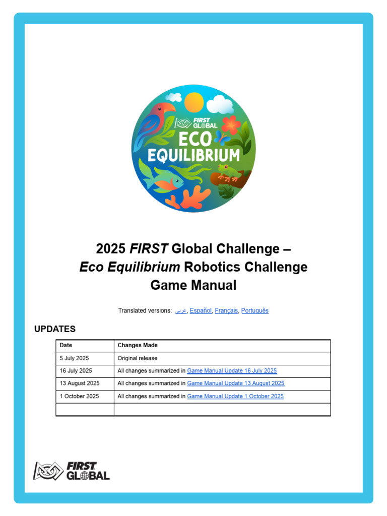 2025 FIRST Global Challenge – Eco Equilibrium Robotics Challenge Game ...