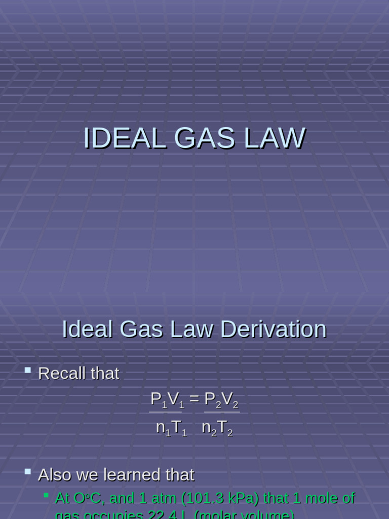 Ideal Gas Law Powerpoint | PDF | Gases | Mole (Unit)