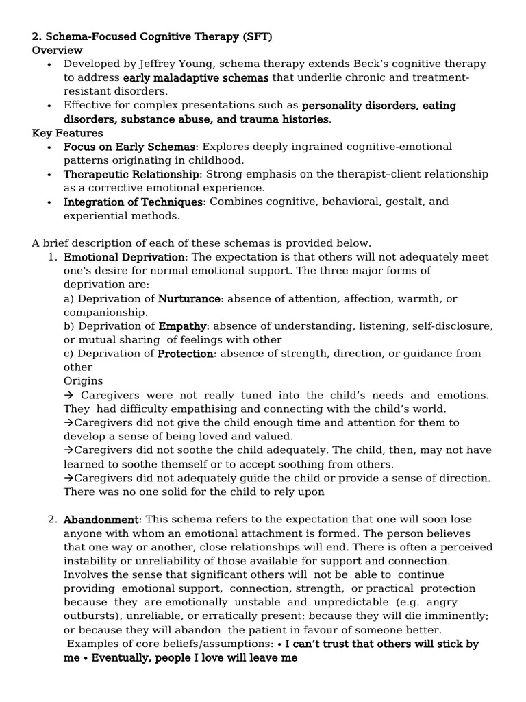 Unit VI-Cognitive - Schema Therapy | PDF | Psychotherapy | Schema ...