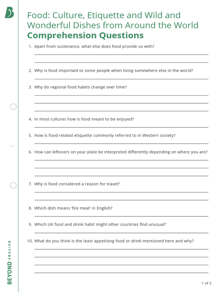 Global Food Culture and Etiquette Insights | PDF