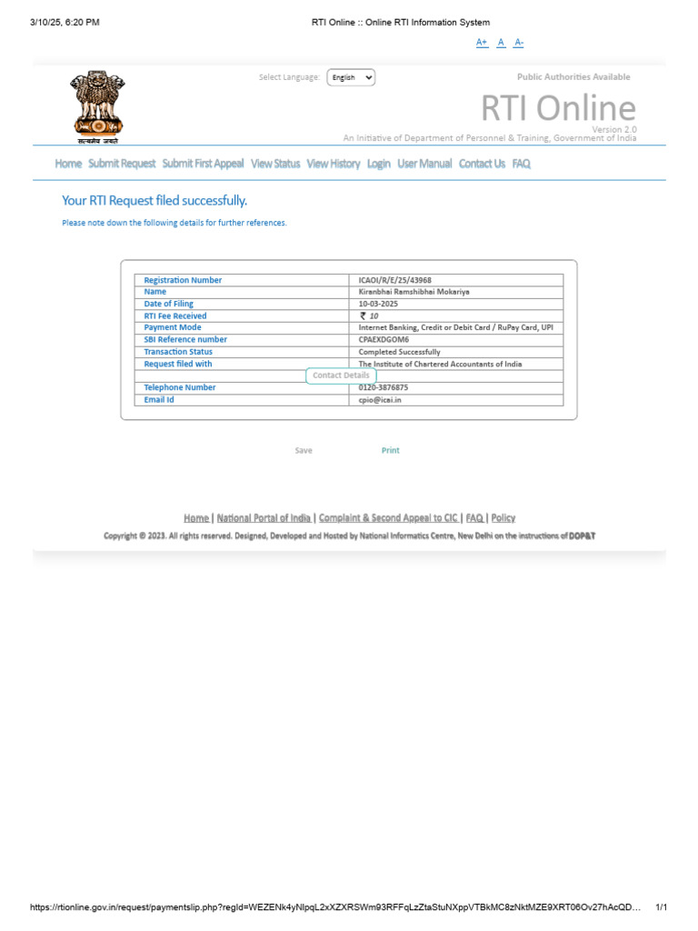RTI Online - Online RTI Information System | PDF | Service Industries ...