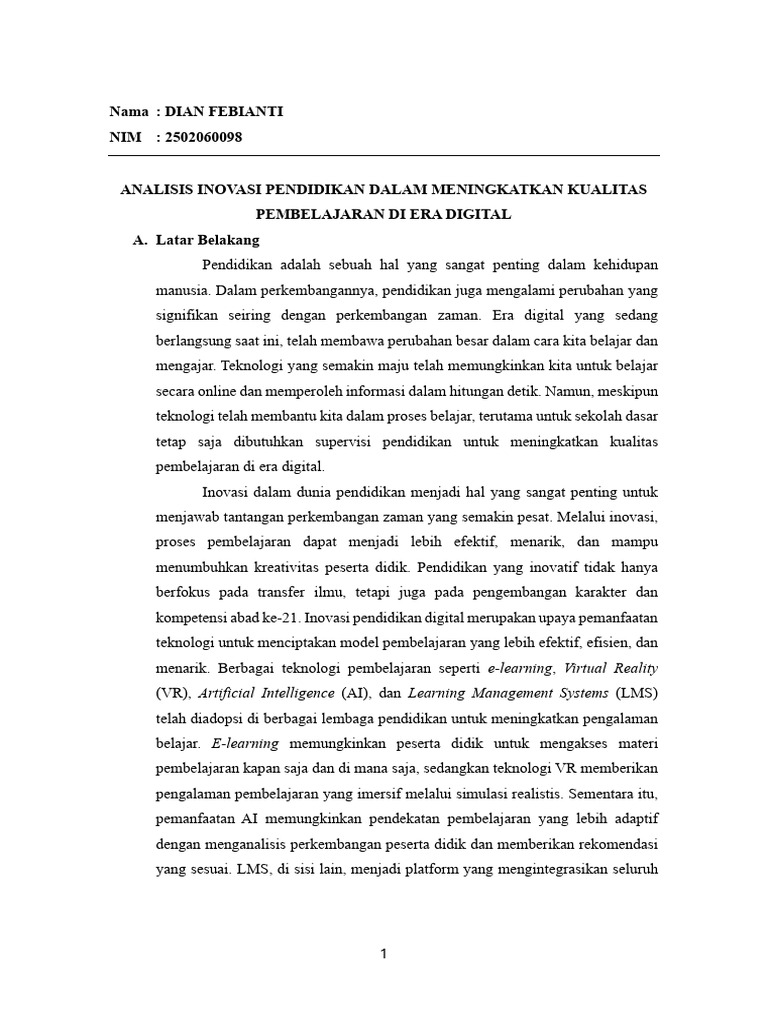 2502060098 Dian Febianti Pengantar Pendidikan 1C | PDF