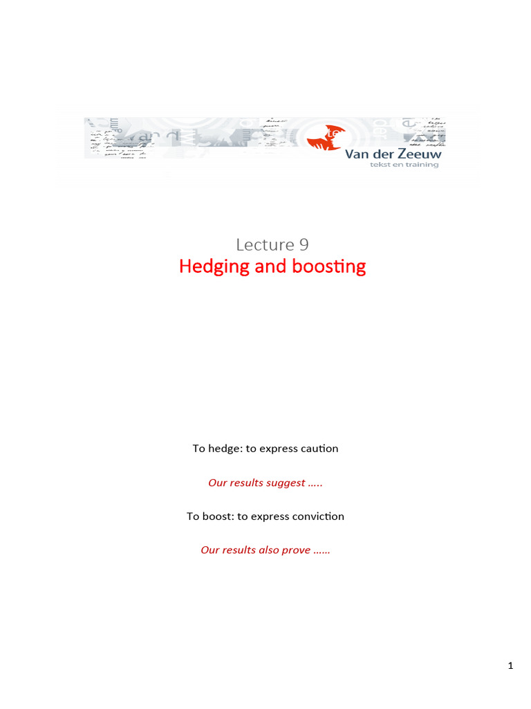 Hedging and Boosting | PDF | Verb | Linguistics