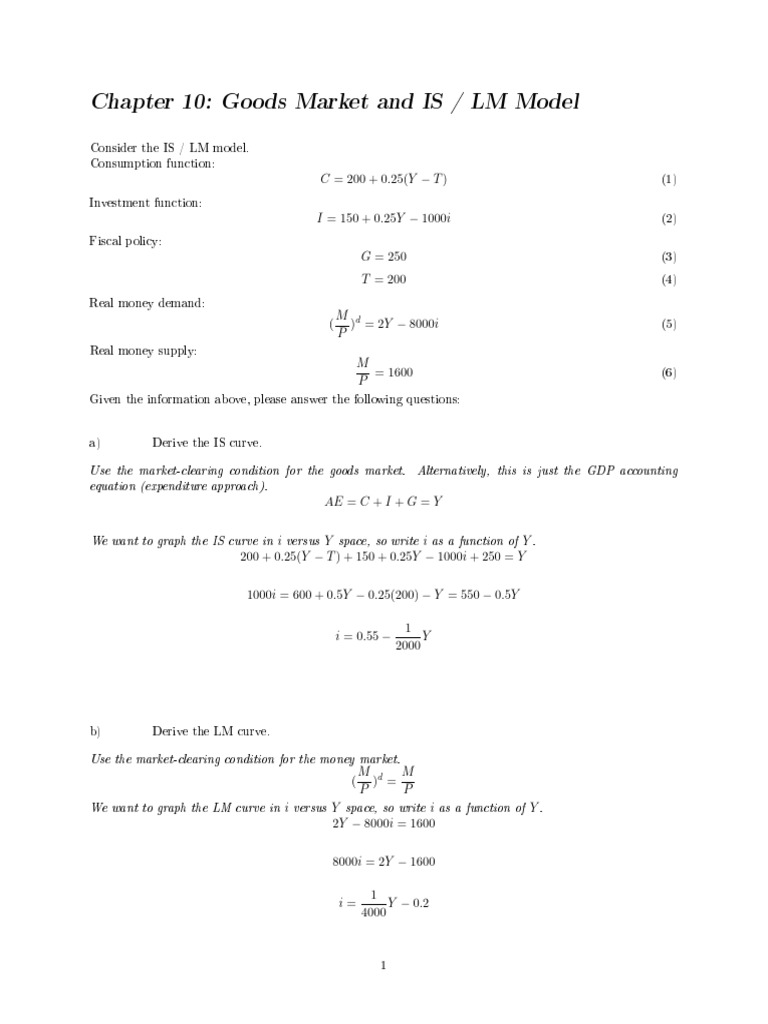 IS/LM Model Analysis and Equilibrium | PDF | Microeconomics ...