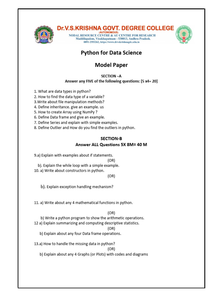 Python Model Paper & QB 2024-25 | PDF | Python (Programming Language) | Data Type