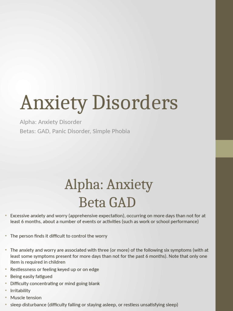 Anxiety+Disorders+Lecture | PDF | Anxiety | Anxiety Disorder