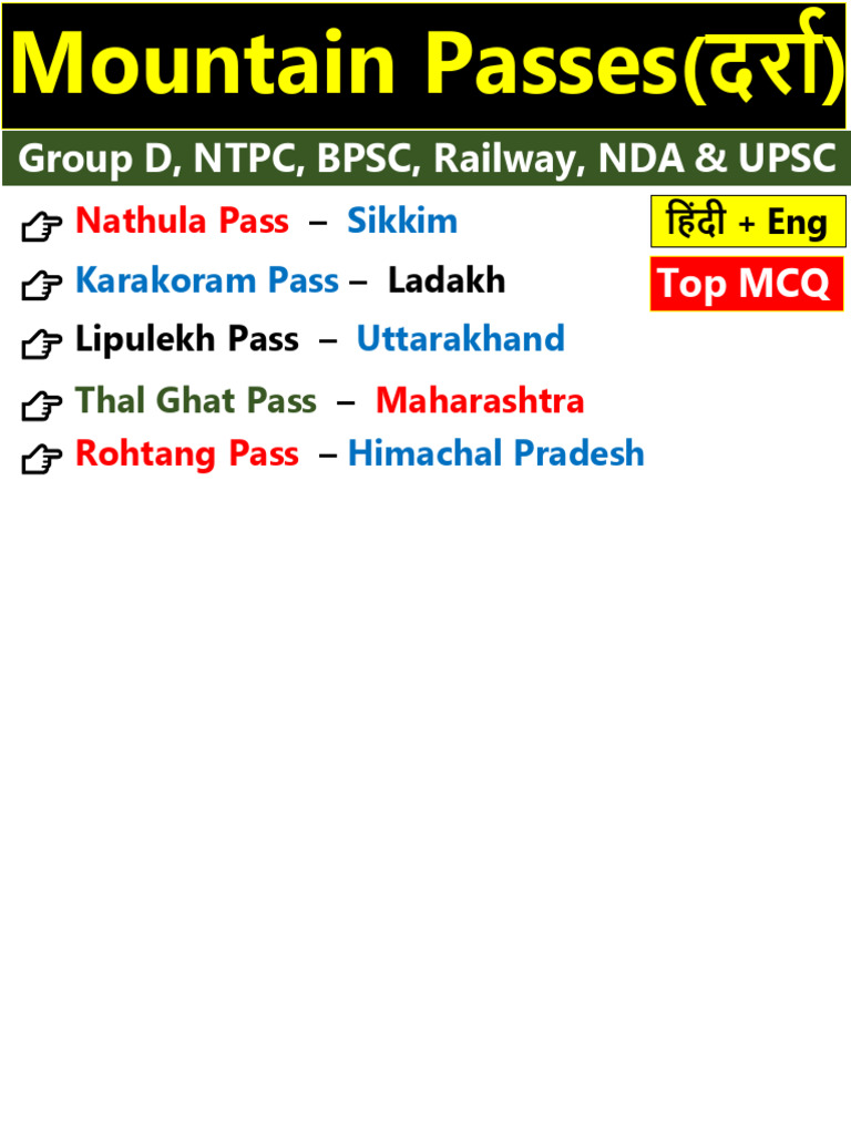Overview of Major Mountain Passes | PDF | Earth Sciences | Topography