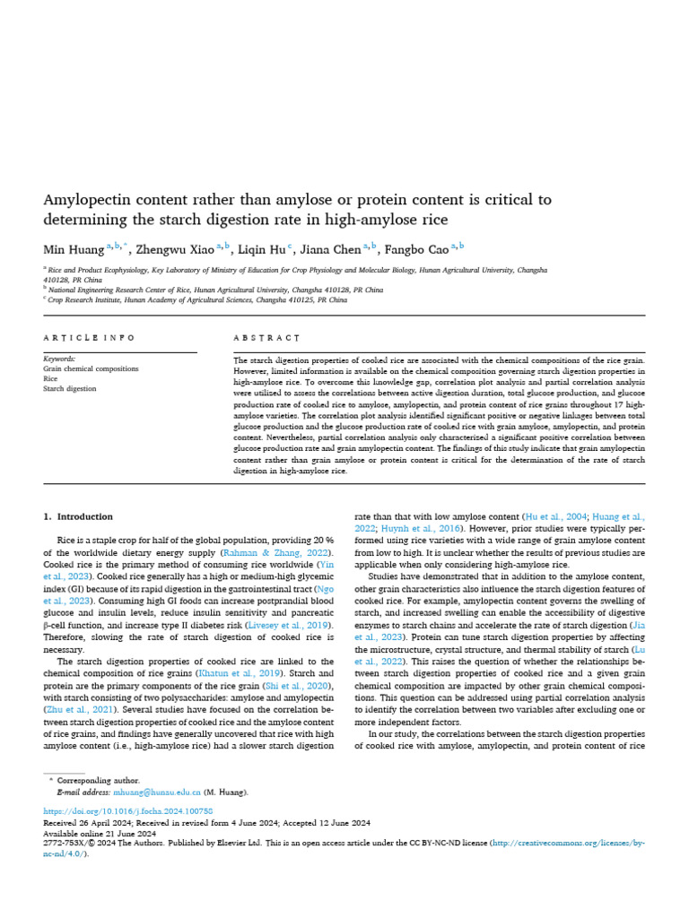 Amylopectin's Role in Rice Digestion | PDF | Starch | Rice