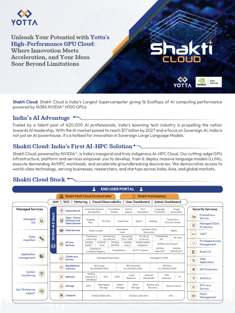 Yotta-Shakti-Cloud-Brochure 1 | PDF | Graphics Processing Unit | Cloud Computing