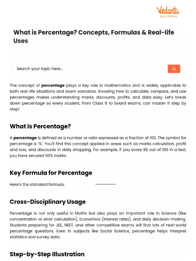 What Is Percentage - Concepts, Formulas & Real-Life Uses | PDF