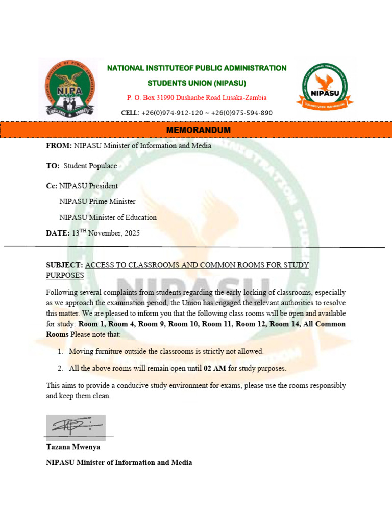 Access to Classrooms Memo (1) | PDF