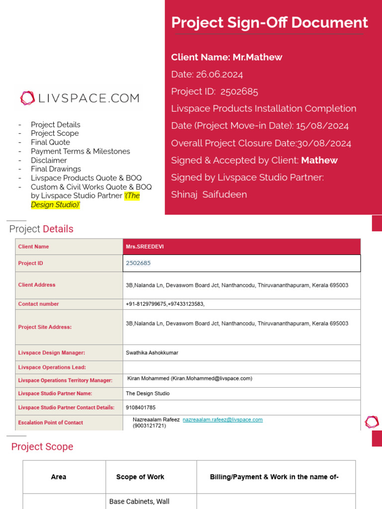 SIGN OFF DOCUMENT - 2502685 - Mathew | PDF