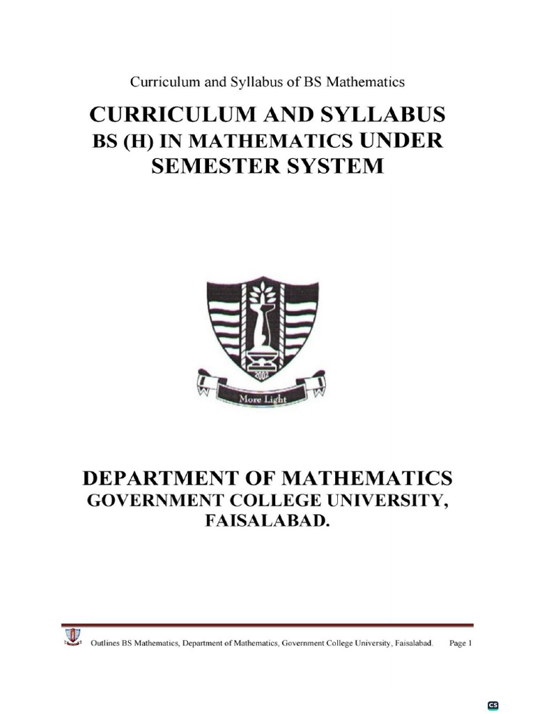 BS Mathematics Scheme of Studies | PDF