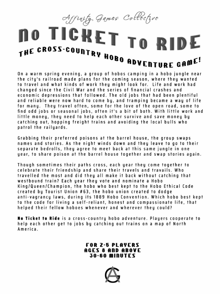 No Ticket To Ride Simple BW | PDF