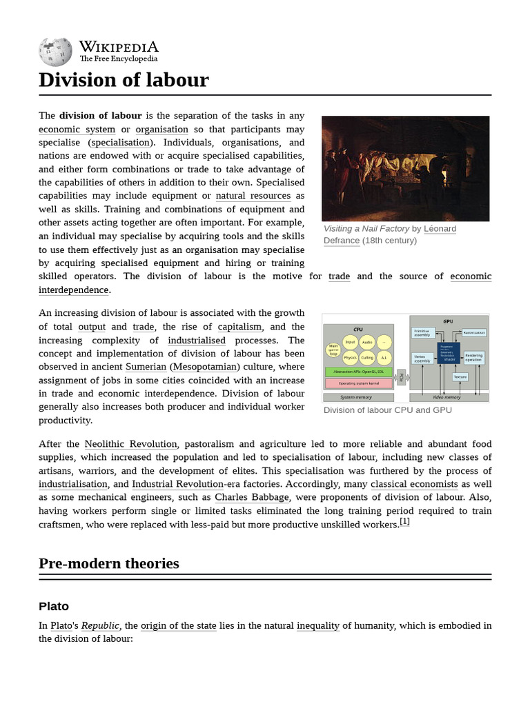 Division of Labour | PDF | Division Of Labour | Economies