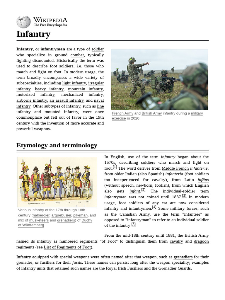 Infantry: History and Evolution | PDF | Infantry | Military