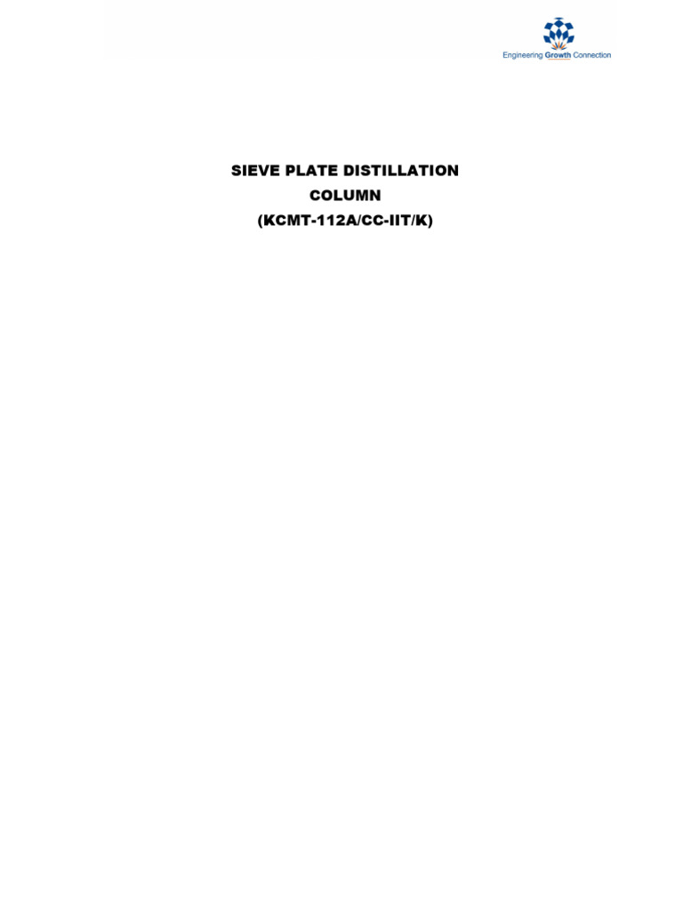 Sieve Plate Distillation Column Manual | PDF | Distillation | Chemistry